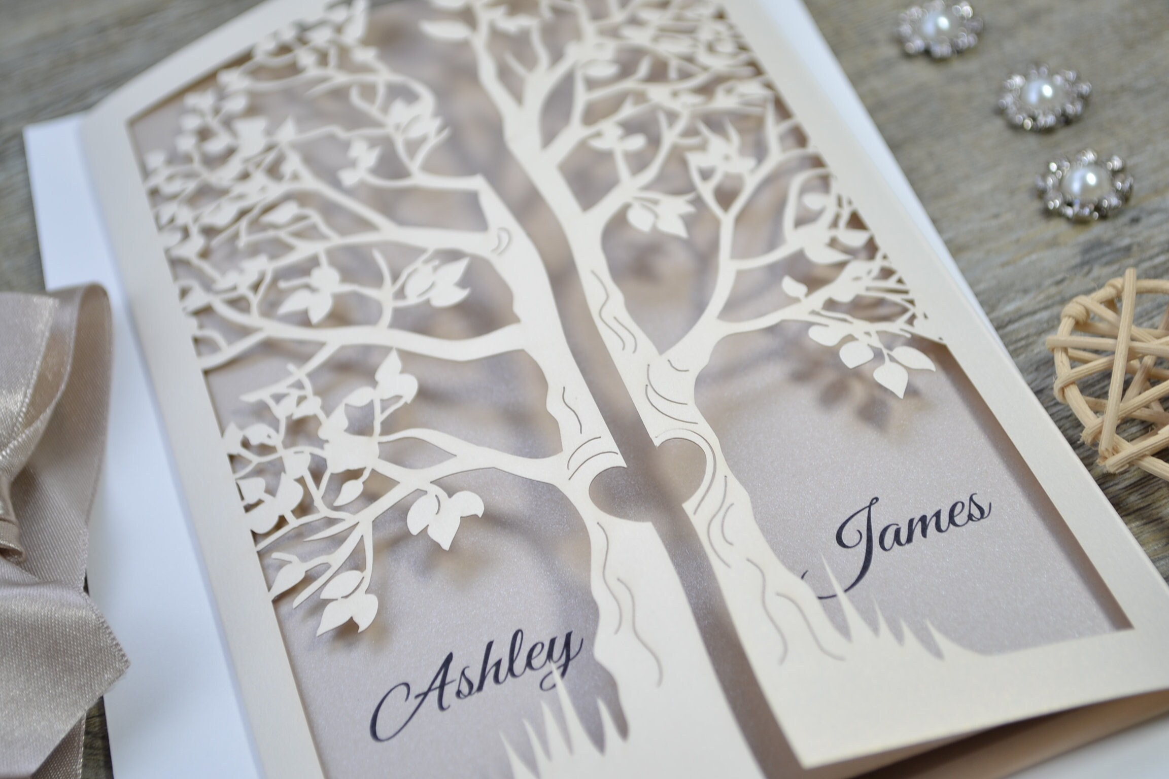 Wedding Invitation, Laser Cut Wedding Invitation, Tree Invitation, Tree ...