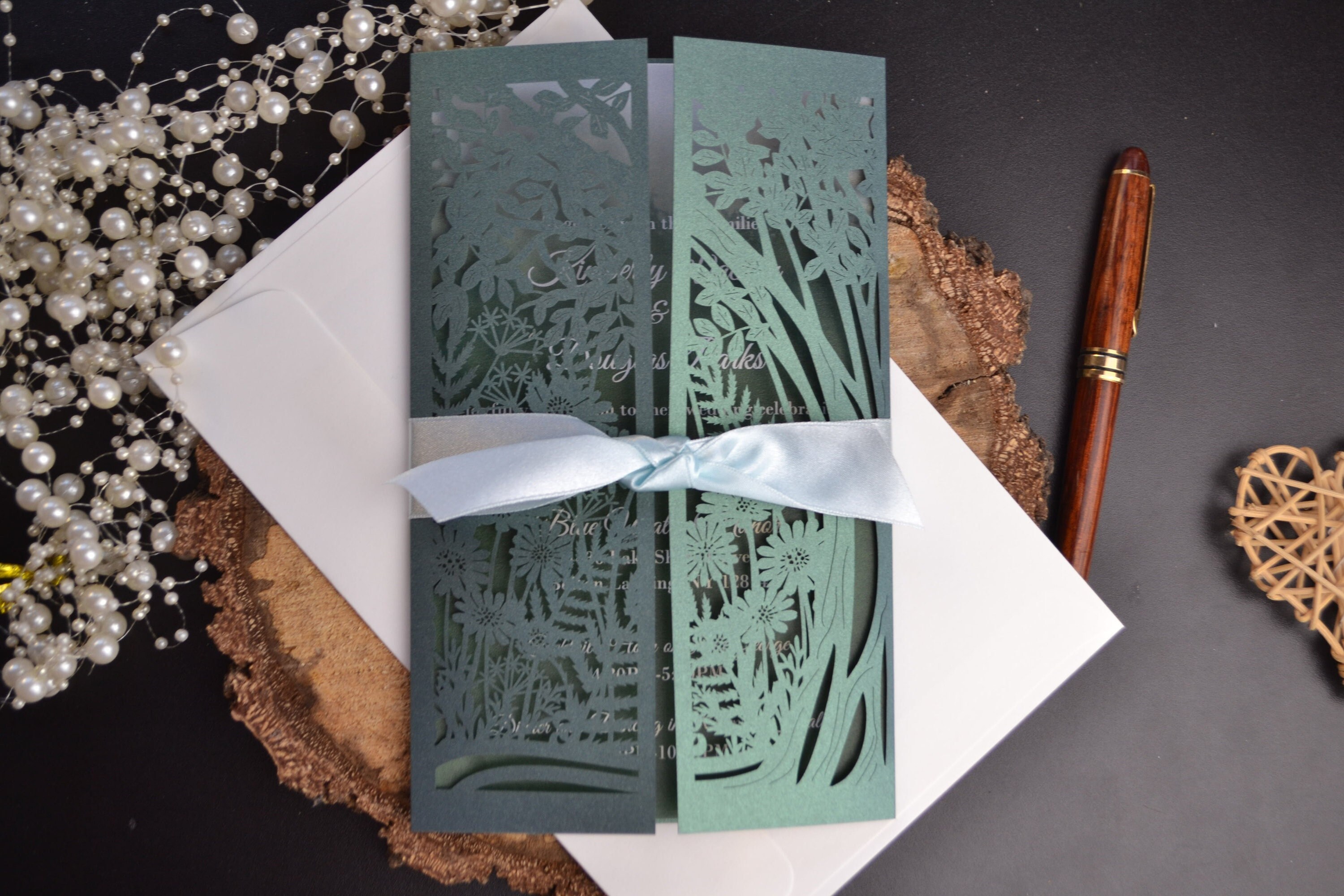 Laser Cut Wedding Invitation, Forest Theme Invitation, Rustic ...