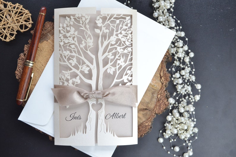 Wedding Invitation, Laser Cut Wedding Invitation, Tree Invitation, Tree ...