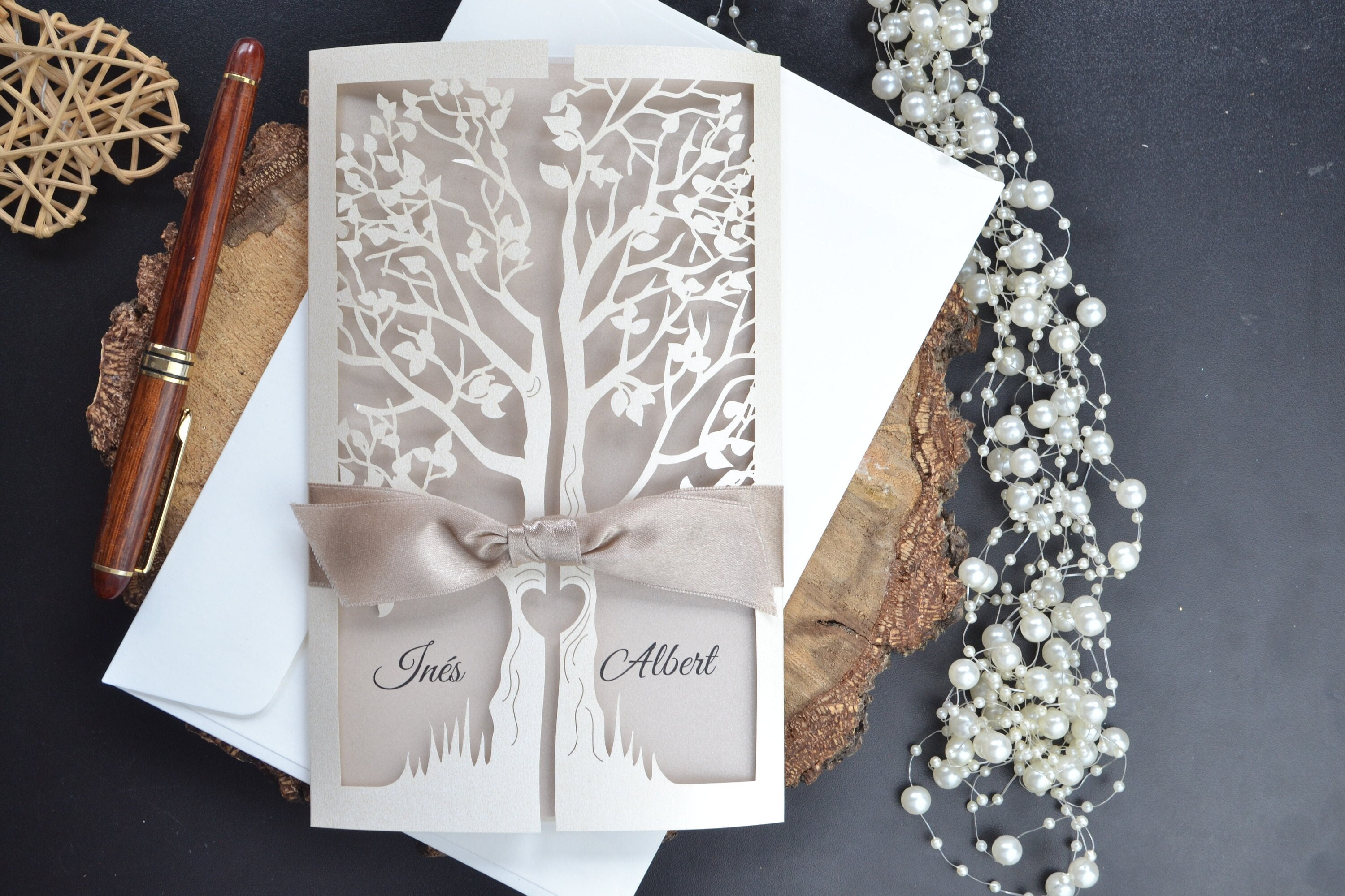 Wedding Invitation, Laser Cut Wedding Invitation, Tree Invitation, Tree ...