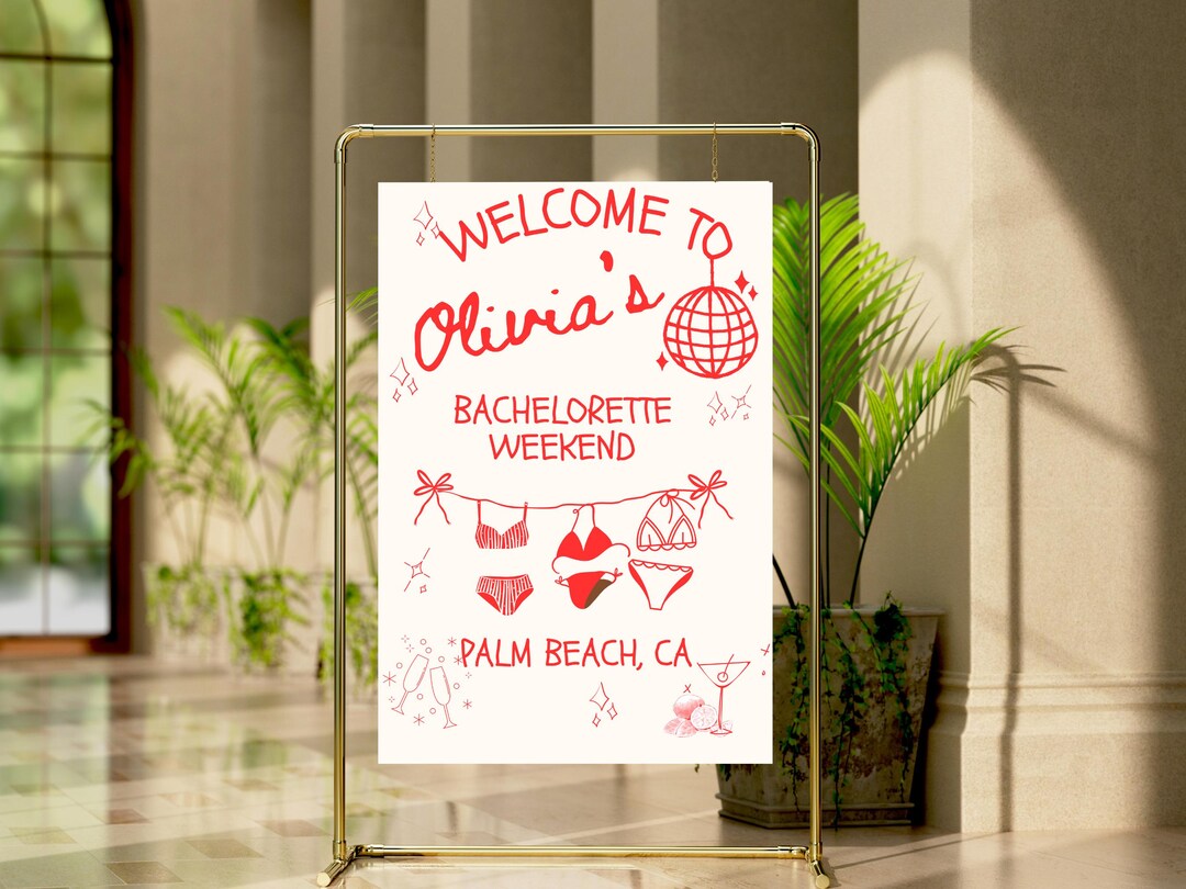 Welcome Sign | Bachelorette Welcome Sign | Coquette Welcome Sign ...