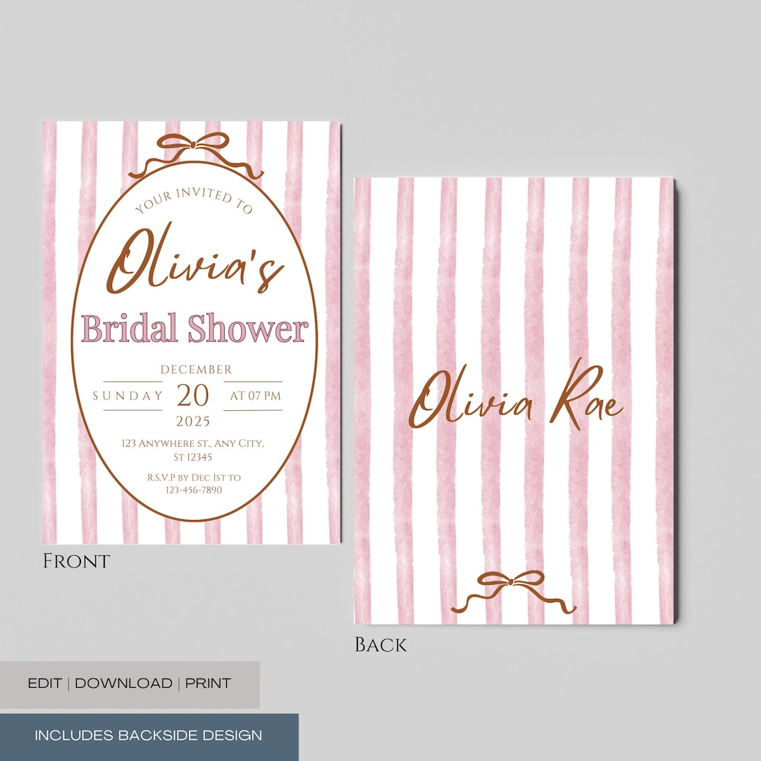 Bridal Shower Bundle | Bridal Shower Invitation | Coquette | Bow Shower ...