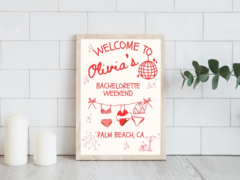 Welcome Sign | Bachelorette Welcome Sign | Coquette Welcome Sign ...