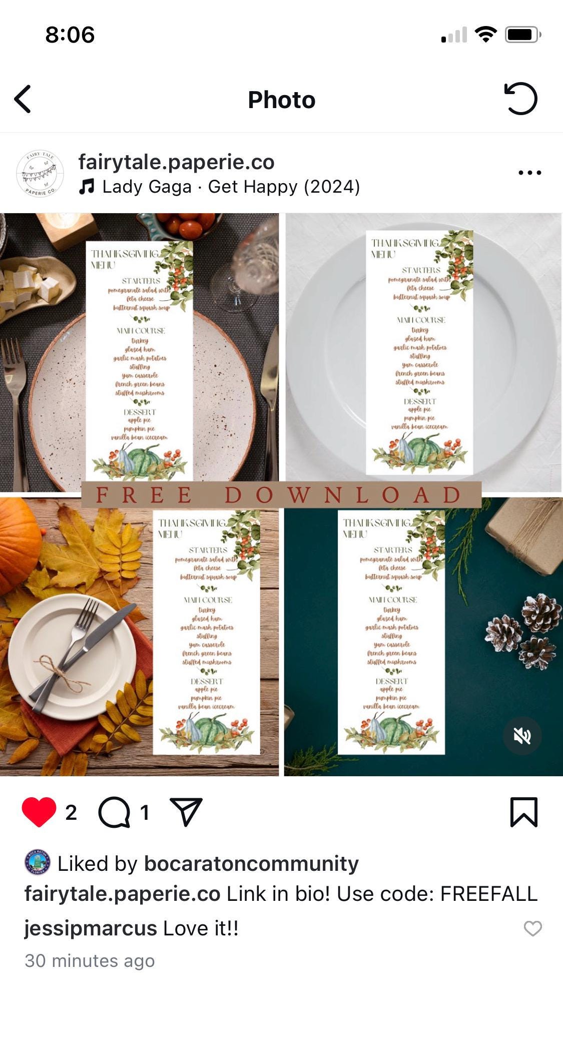 Free Fall Menu Template | Thanksgiving Menu | Dinner Menu - Etsy