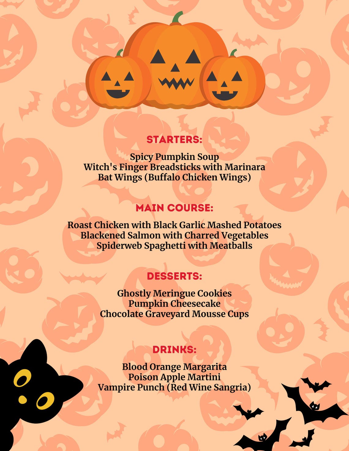 Halloween Menu Ideas! 9 Options! - Etsy