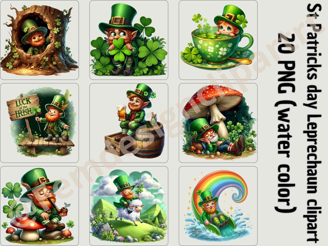 St Patricks Day Leprechaun Water Color Clipart - St Patricks Clipart ...