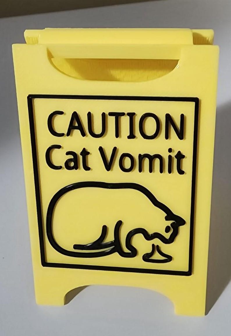 Caution Cat Vomit Sign - Funny Pet Owner Gift (4 Inch) - Etsy