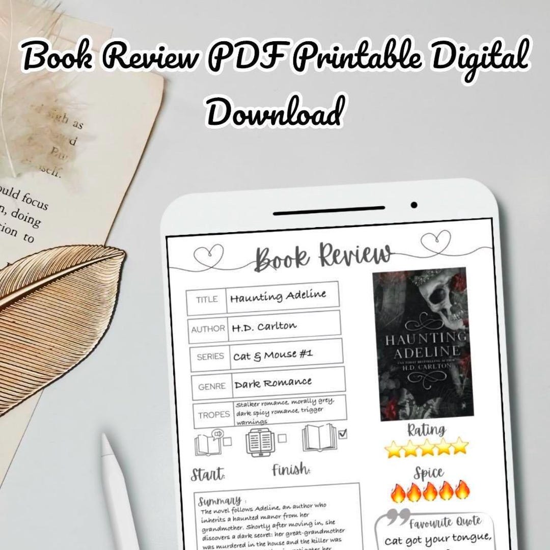 Digital Book Review Template | Digital Download | Book Review | Reading ...