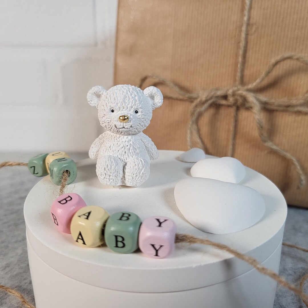 Geschenk Zur Geburt / Dose Mit Bärchen / Personalisierte Karte / Baby ...