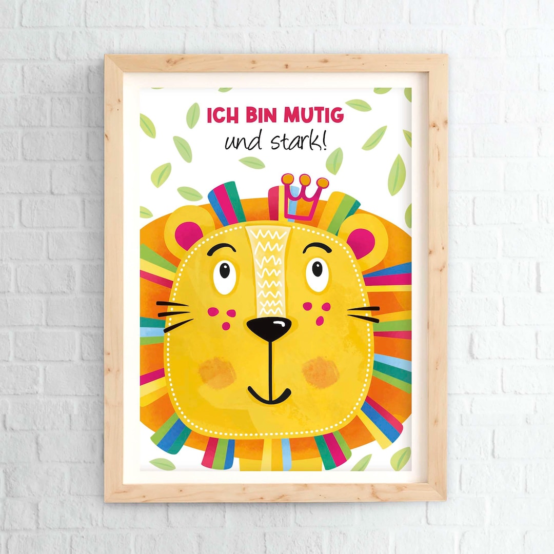Kinderzimmer Wandbild /löwe Ich Bin Mutig Und Stark /affirmation ...