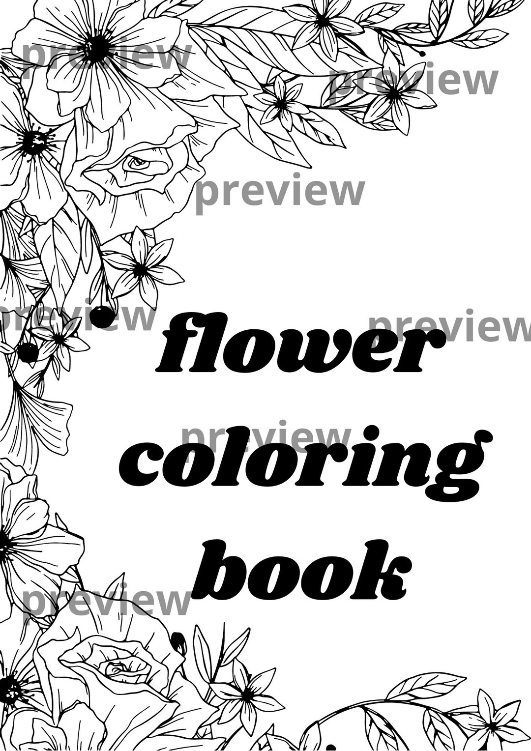 Flower Coloring Book (25pages) - Etsy