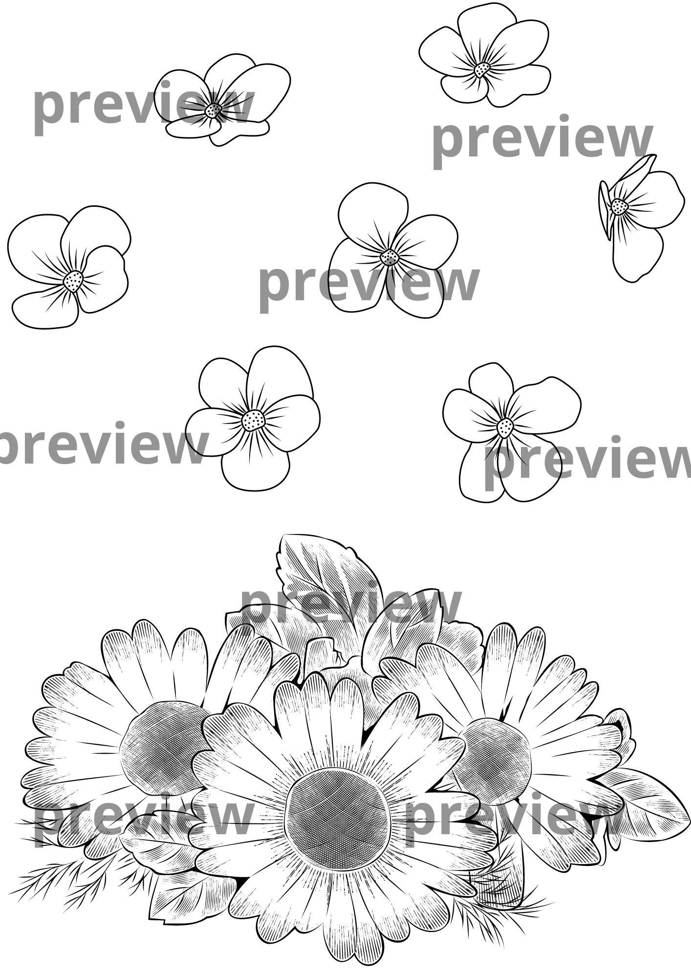 Flower Coloring Book (25pages) - Etsy