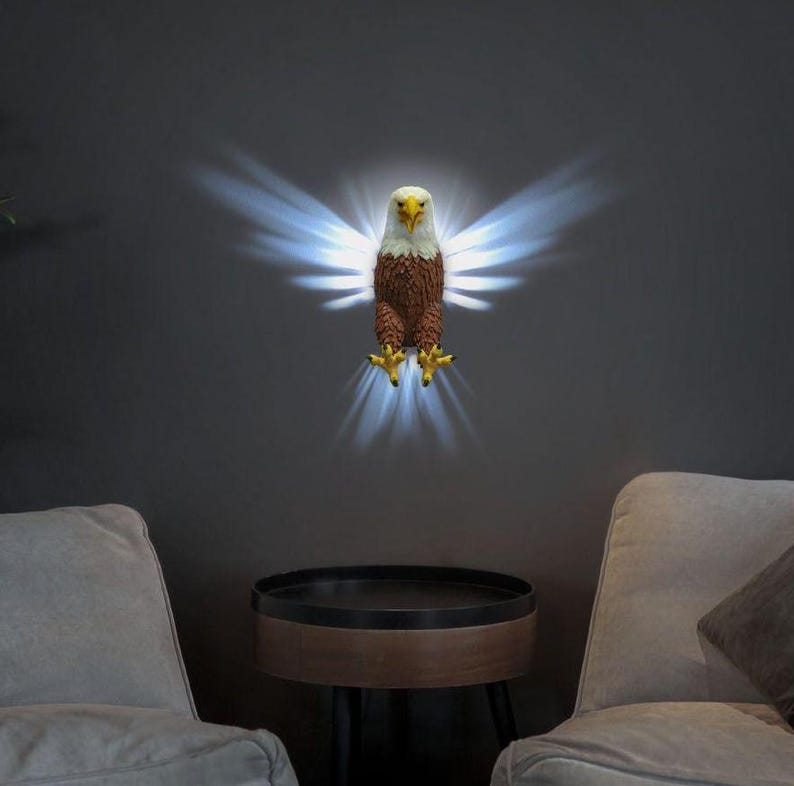 Realistic Eagle Wall Light – 3D Printed Majestic Bird Lamp | Custom Colors | Wireless LED Night ...