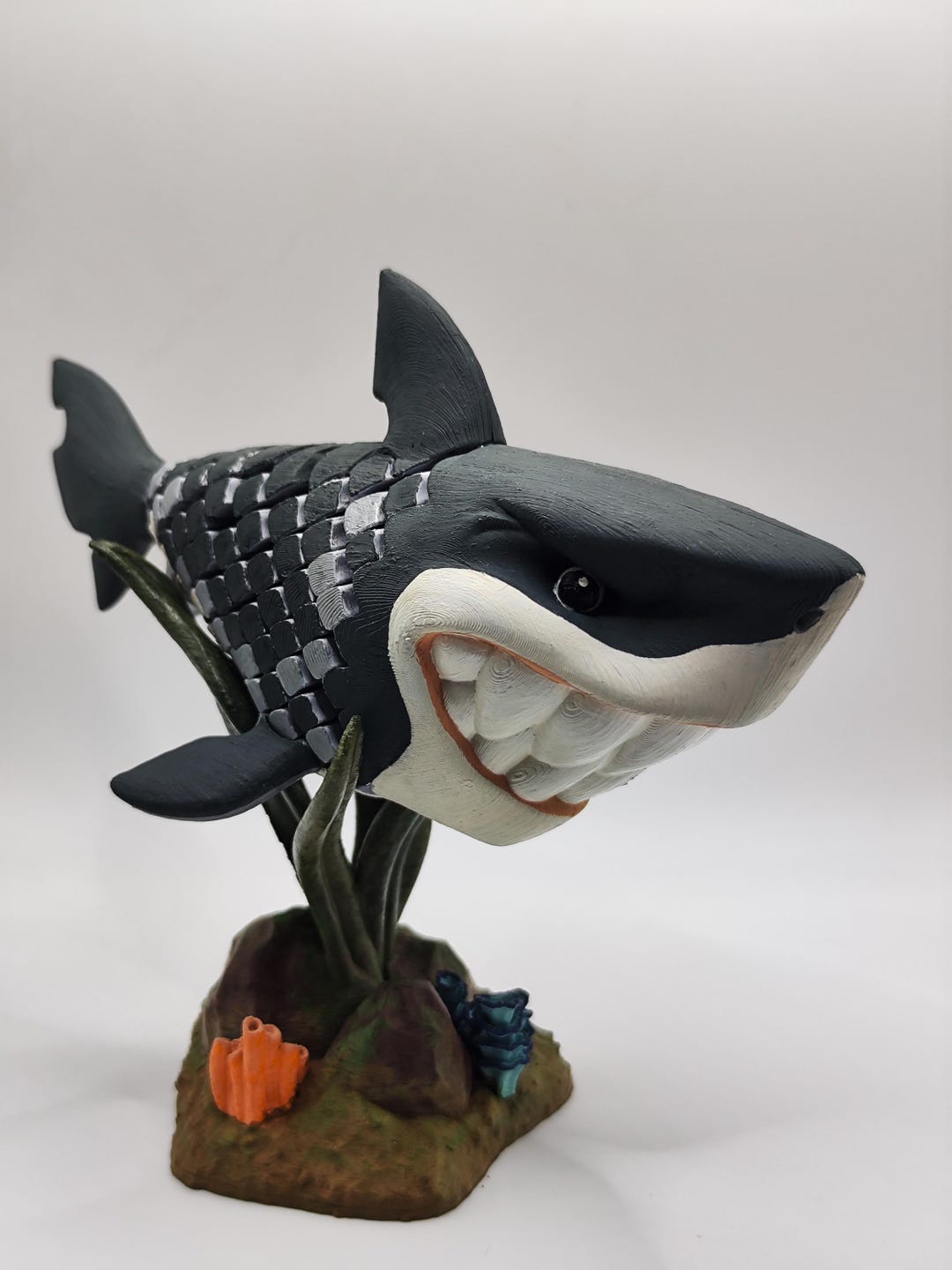 Moving Shark With Stand – Hand-painted 3D Printed Shark Figurine ...