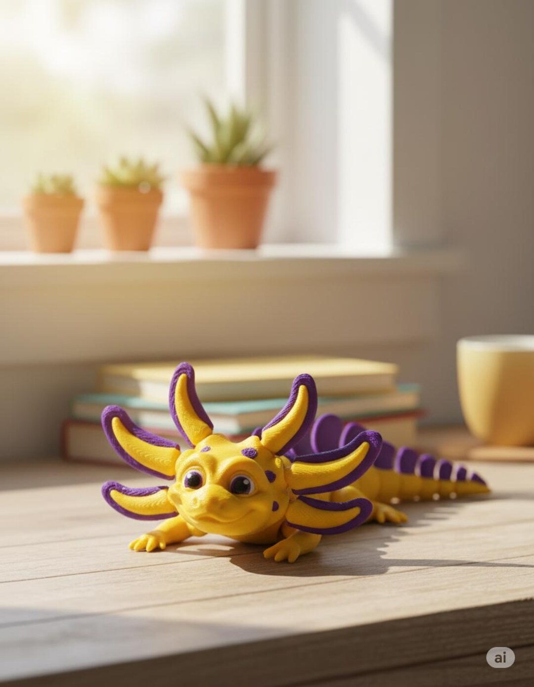 Articulated 3D Printed Axolotl: Poseable Figurine, Banana Split Edition ...