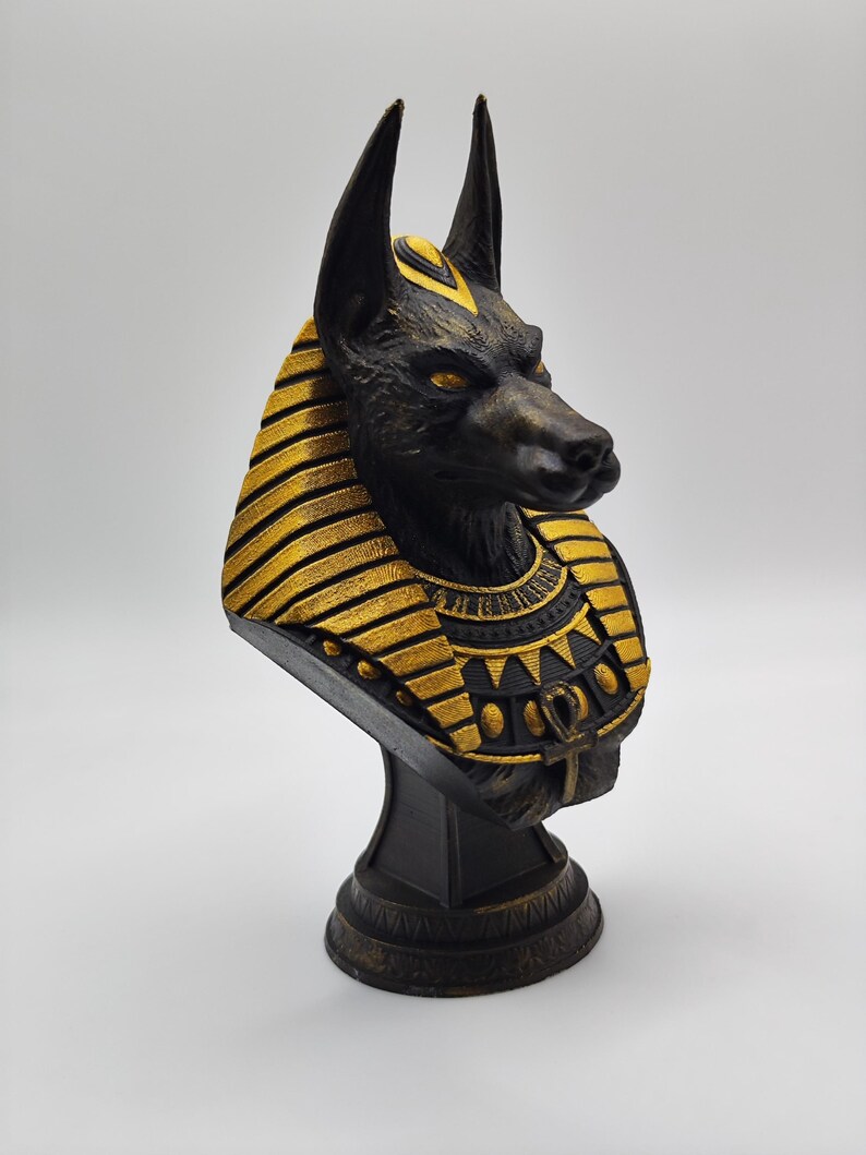 Gold Anubis Bust: 3D Printed Egyptian Jackal God Sculpture - Etsy