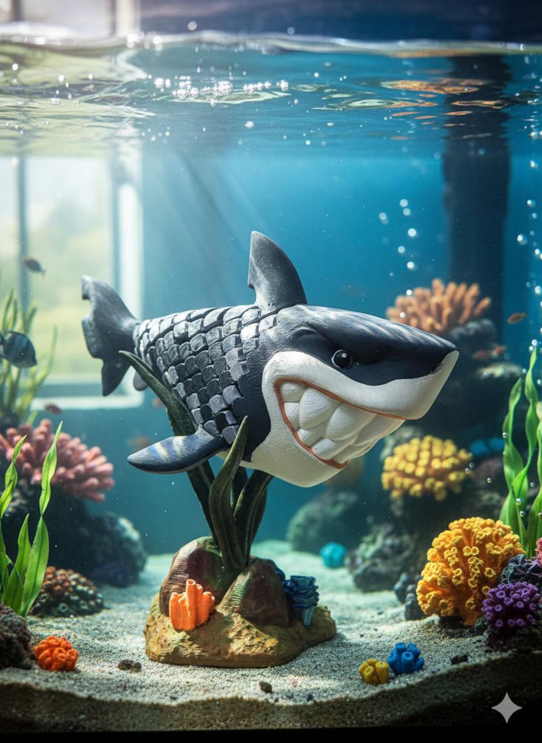 Moving Shark With Stand – Hand-painted 3D Printed Shark Figurine ...