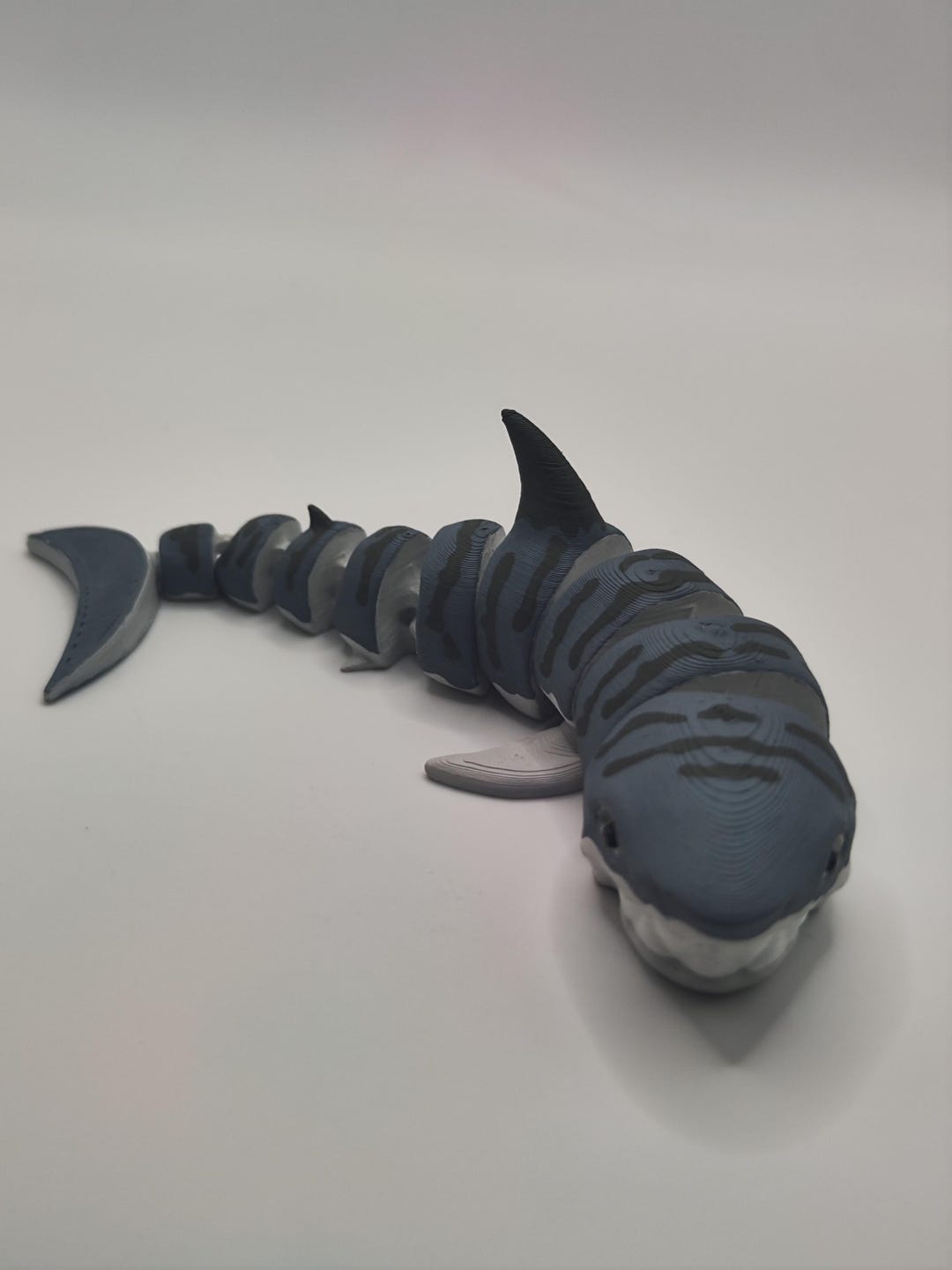 Moving Tiger Shark – 3D Printed Poseable Shark Toy, Hand-painted Ocean ...