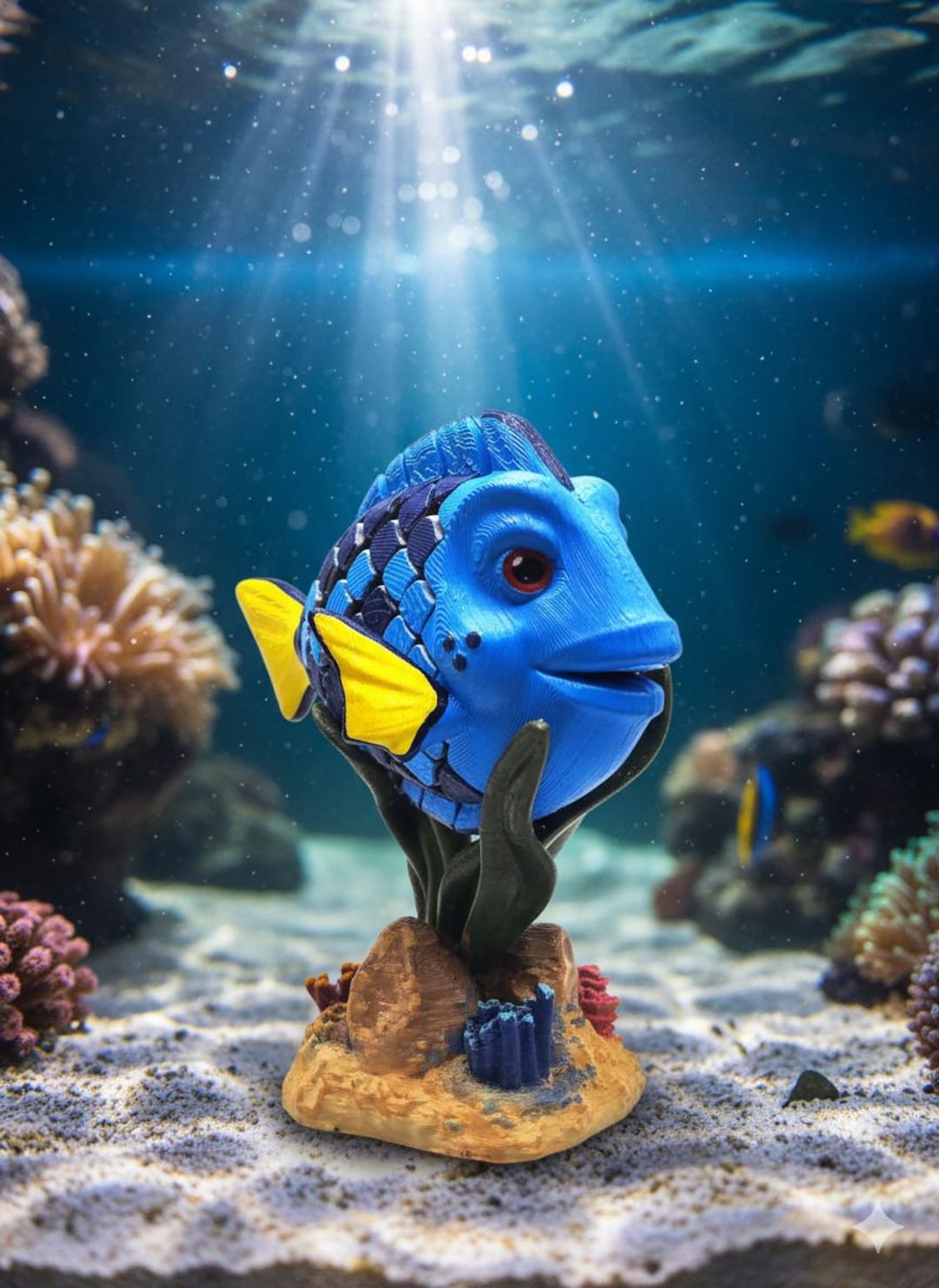 Poseable Fish Figurine | 3D Printed Movable Toy With Stand | Ocean ...