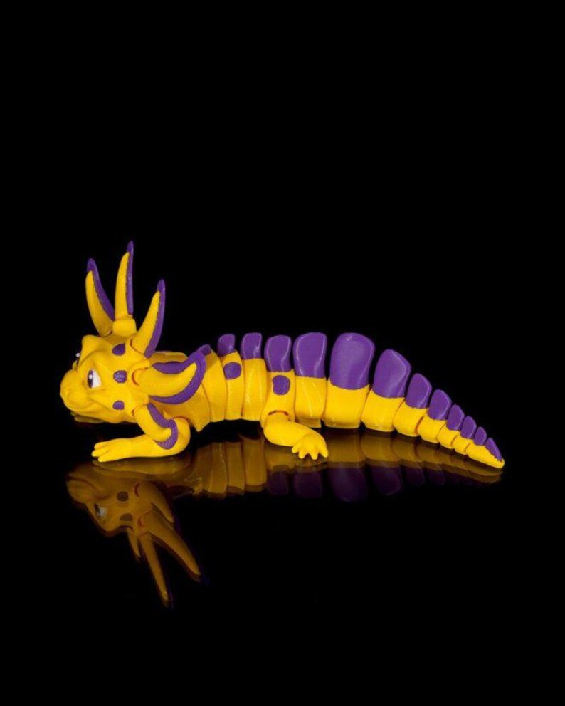 Articulated 3D Printed Axolotl: Poseable Figurine, Banana Split Edition ...