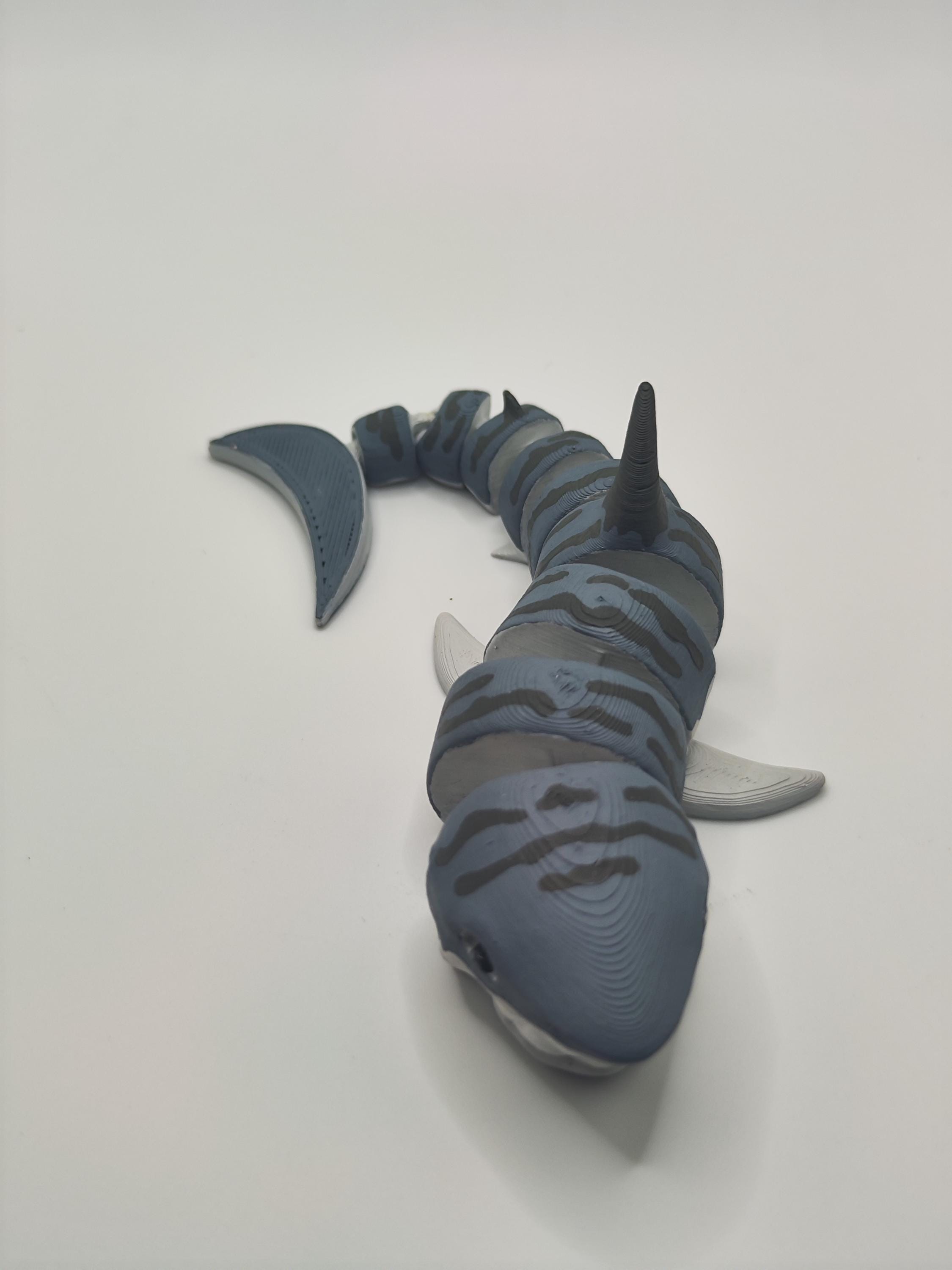 Moving Tiger Shark – 3D Printed Poseable Shark Toy, Hand-painted Ocean ...