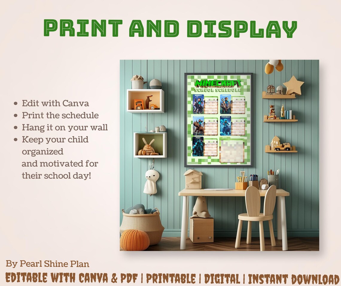 Minecraft-themed Schedule Template, Printable Schedule for Kids ...