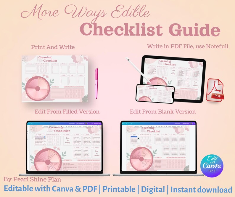 Adhd-friendly Cleaning Checklist Bundle: Editable Chore Charts (PDF ...