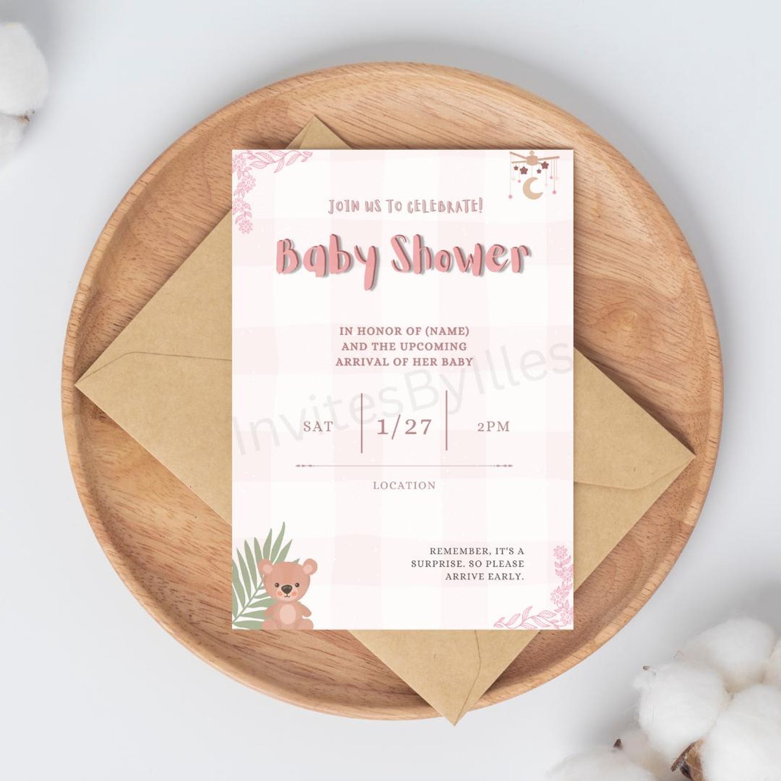 Customizable Baby Shower Invitation Template (canva). Easy-to-edit ...