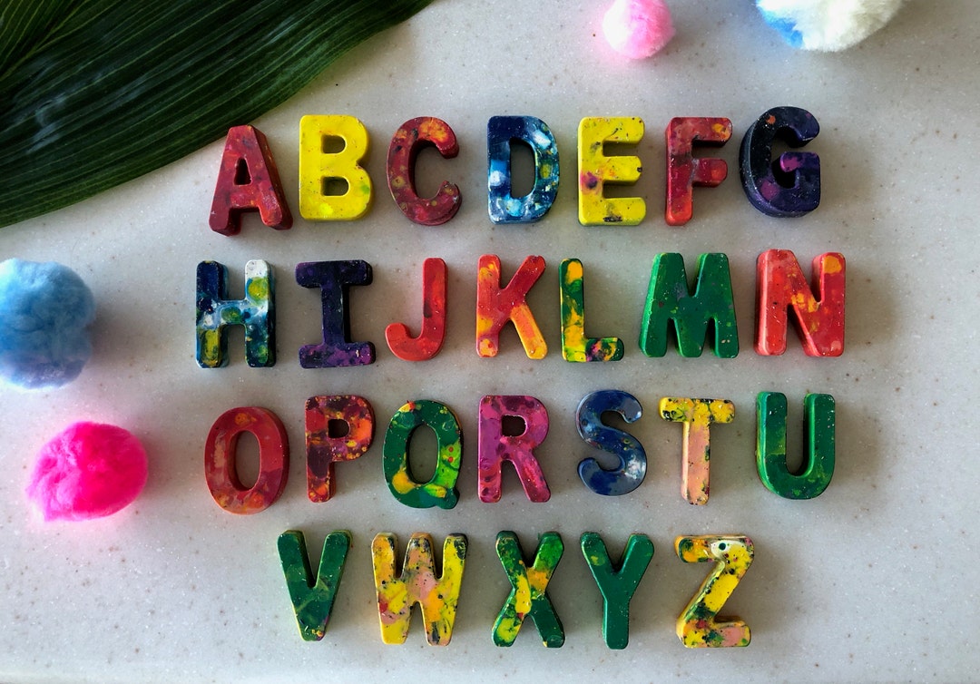Alphabet Crayon Set - Rainbow Letters - Customizable Colors - Recycled ...