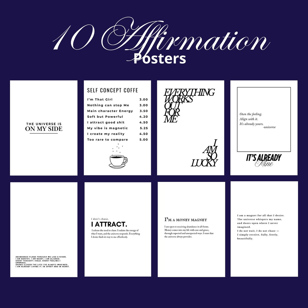 10 Affirmation Posters | Printable Wall Art Pack A4 | Positive Quotes ...