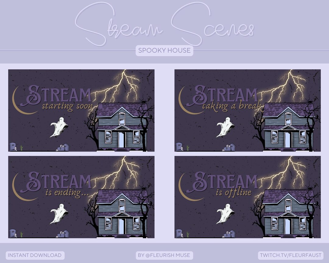 Spooky House Animated Twitch Overlay for Stream With Scenes and Offline ...