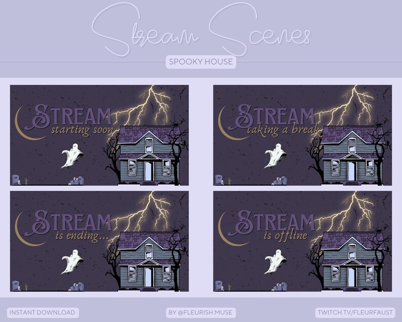 Spooky House Animated Twitch Overlay for Stream With Scenes and Offline ...