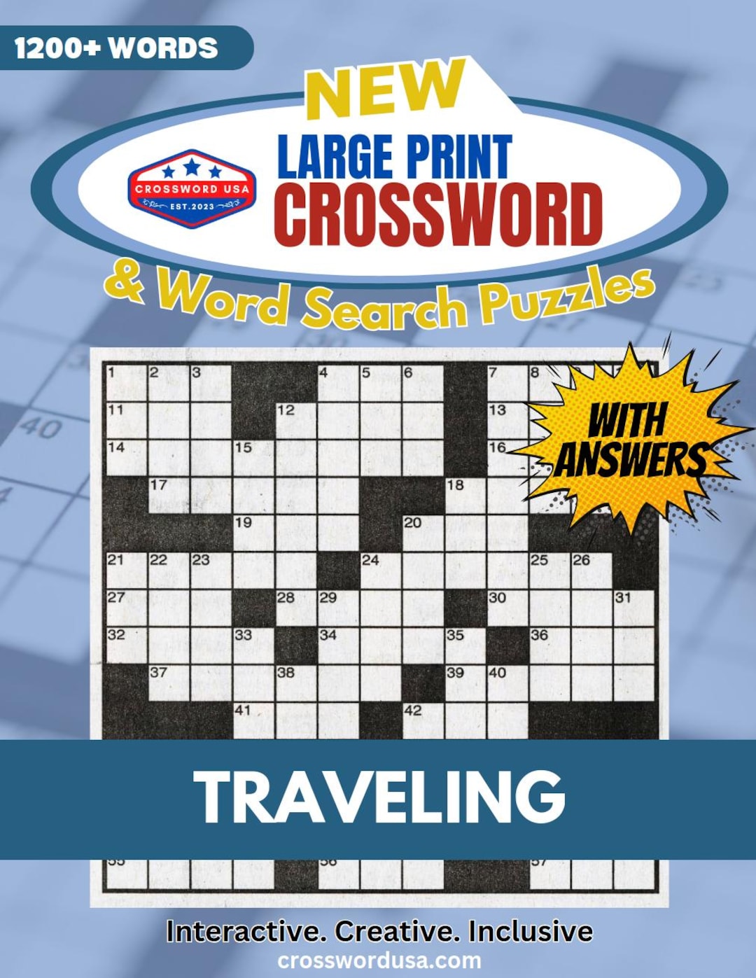 Travel Crossword Puzzle Book | 1200+ Words | Large Print | World ...