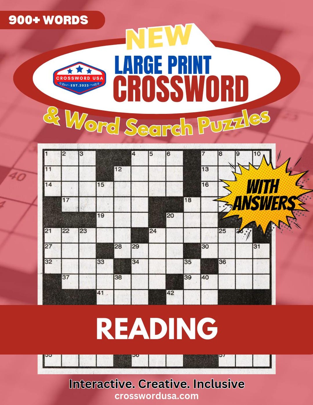 Reading Crossword Puzzle Book | 900+ Words | Large Print | Literary ...