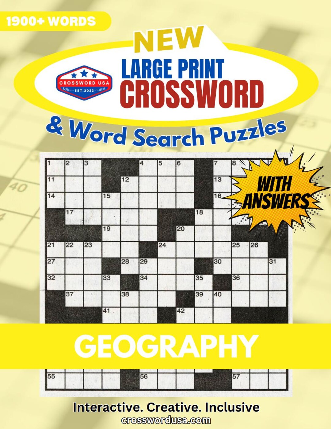 Geography Crossword Puzzle Book | 1800+ Words | Large Print | World ...