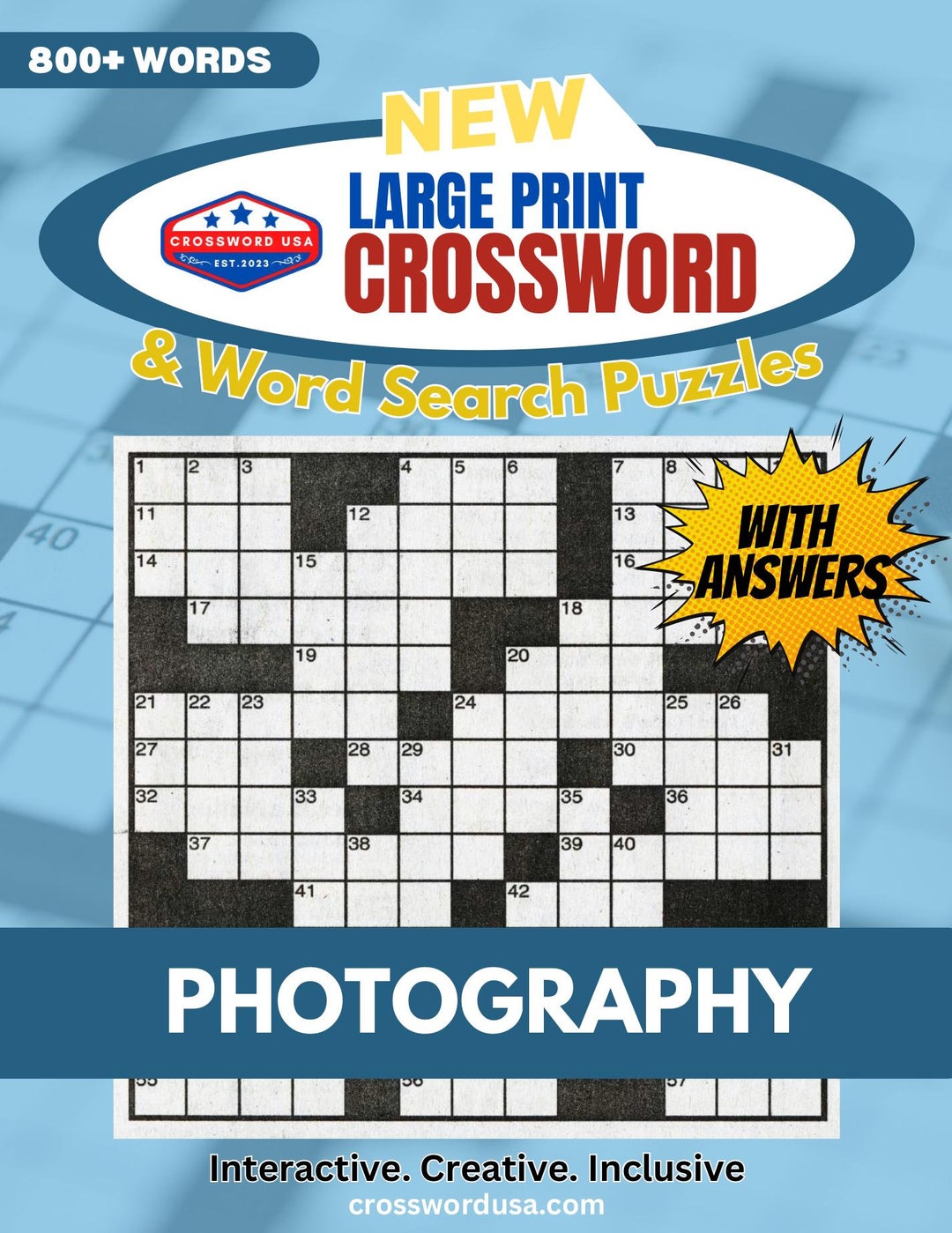 Large Print Photography Crossword & Word Search Puzzle Book - 800 ...