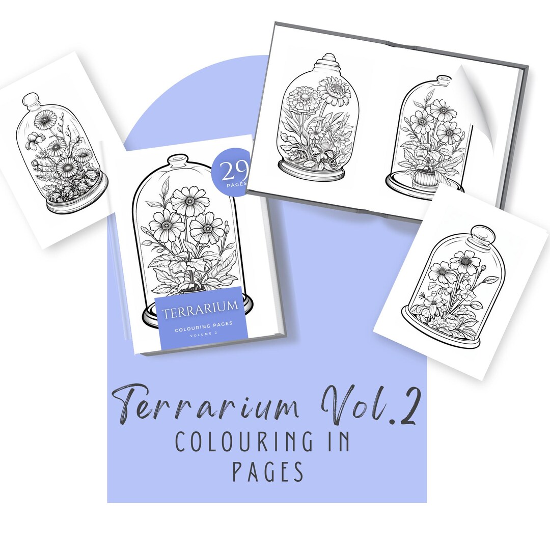 Cute Floral Terrarium Coloring Sheets | Botanical Floral Jars | Stress ...