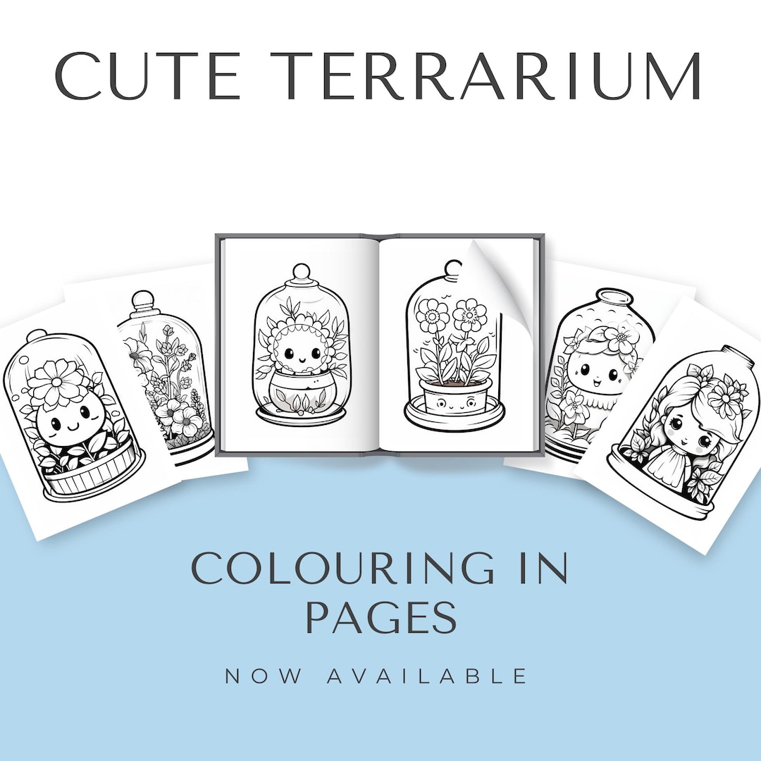 Cute Kawaii Terrarium Coloring Sheets | Bold Easy Coloring Book ...