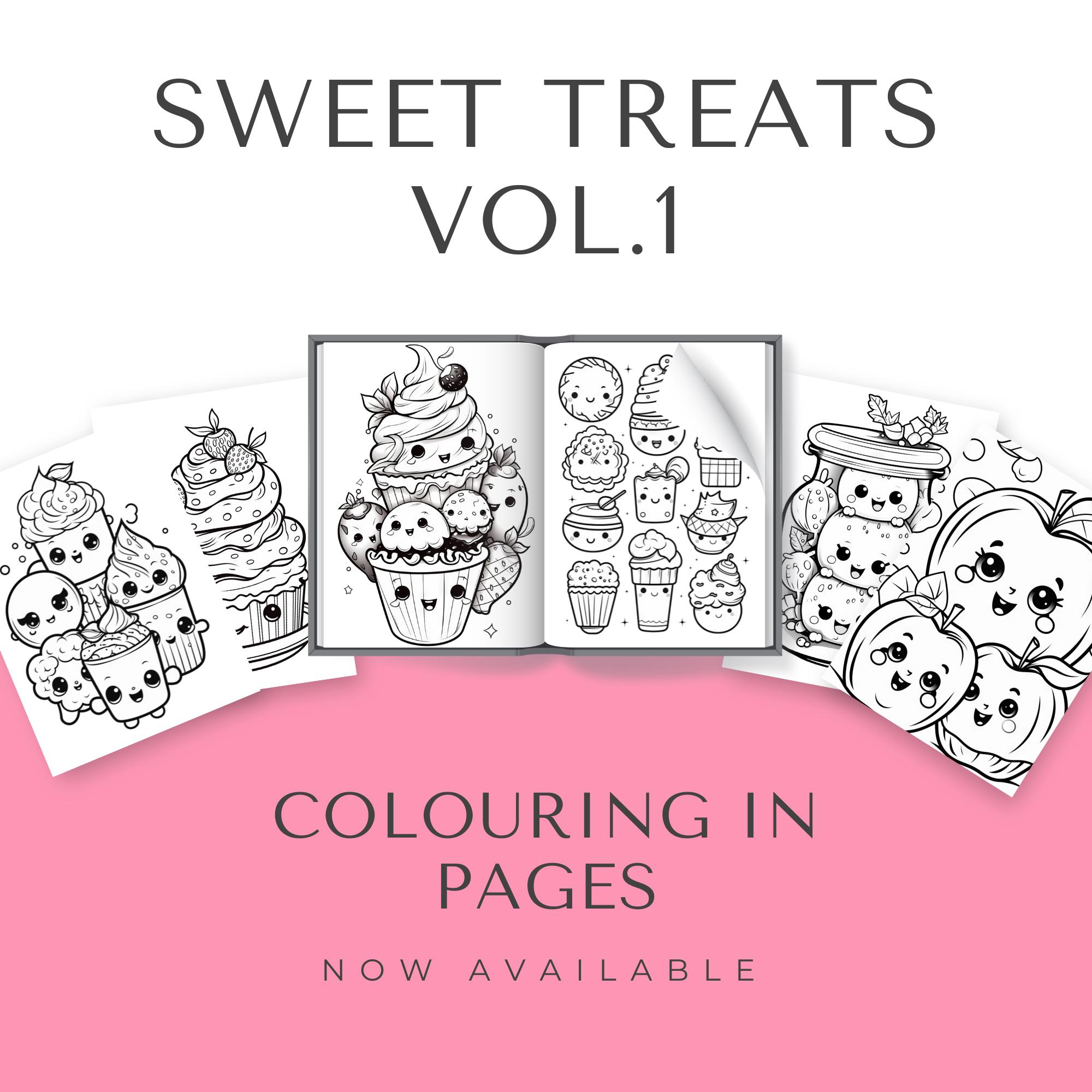 Kawaii Sweet Treats Colouring Pages Kawaii Food Coloring Book Cute Food ...