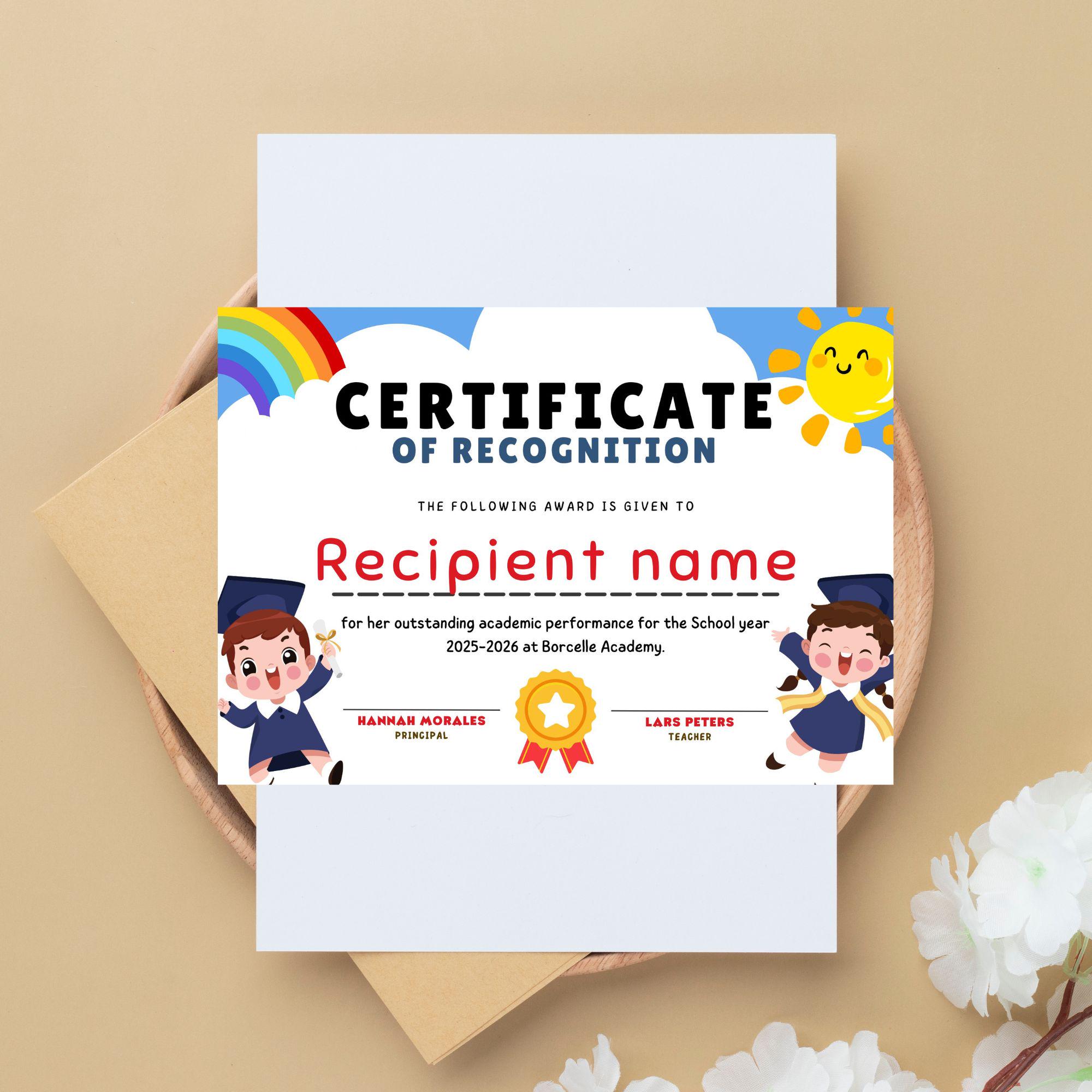 Recognition Award Certificate Certificate Template/ Instant Download ...
