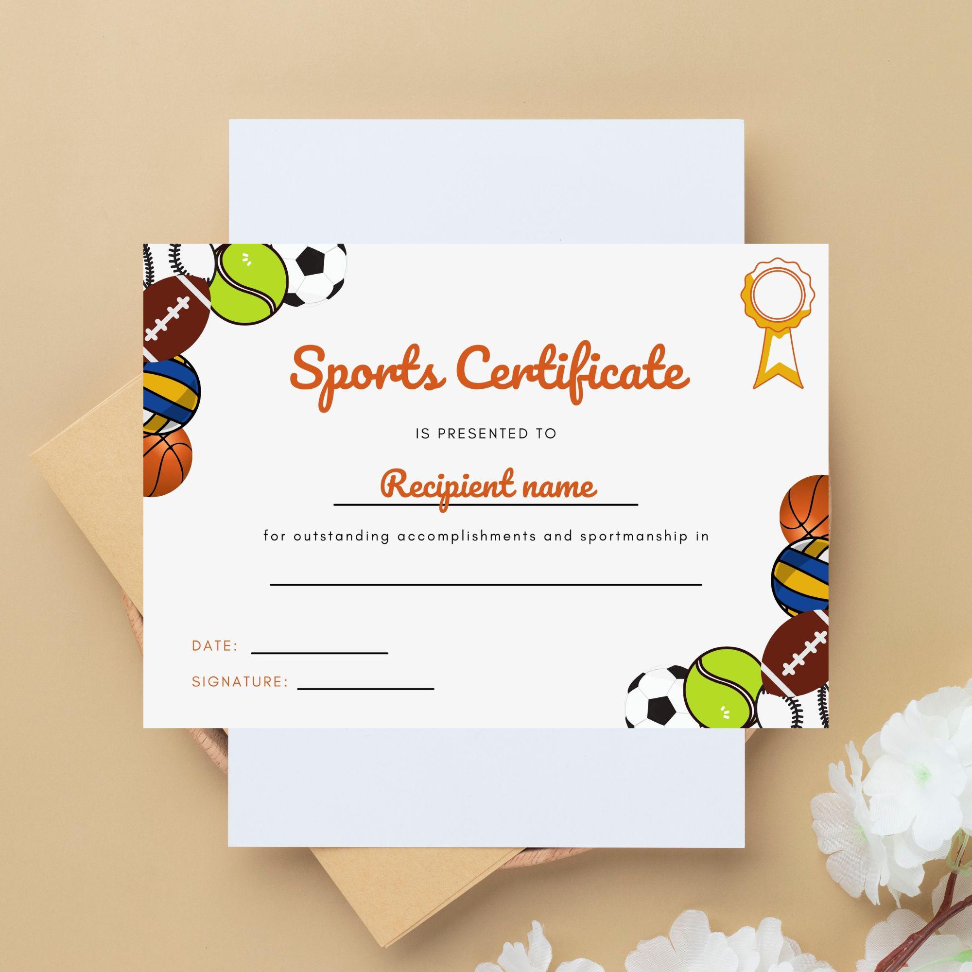 Sports Certificate Editable Template/ Certificate Design Template ...