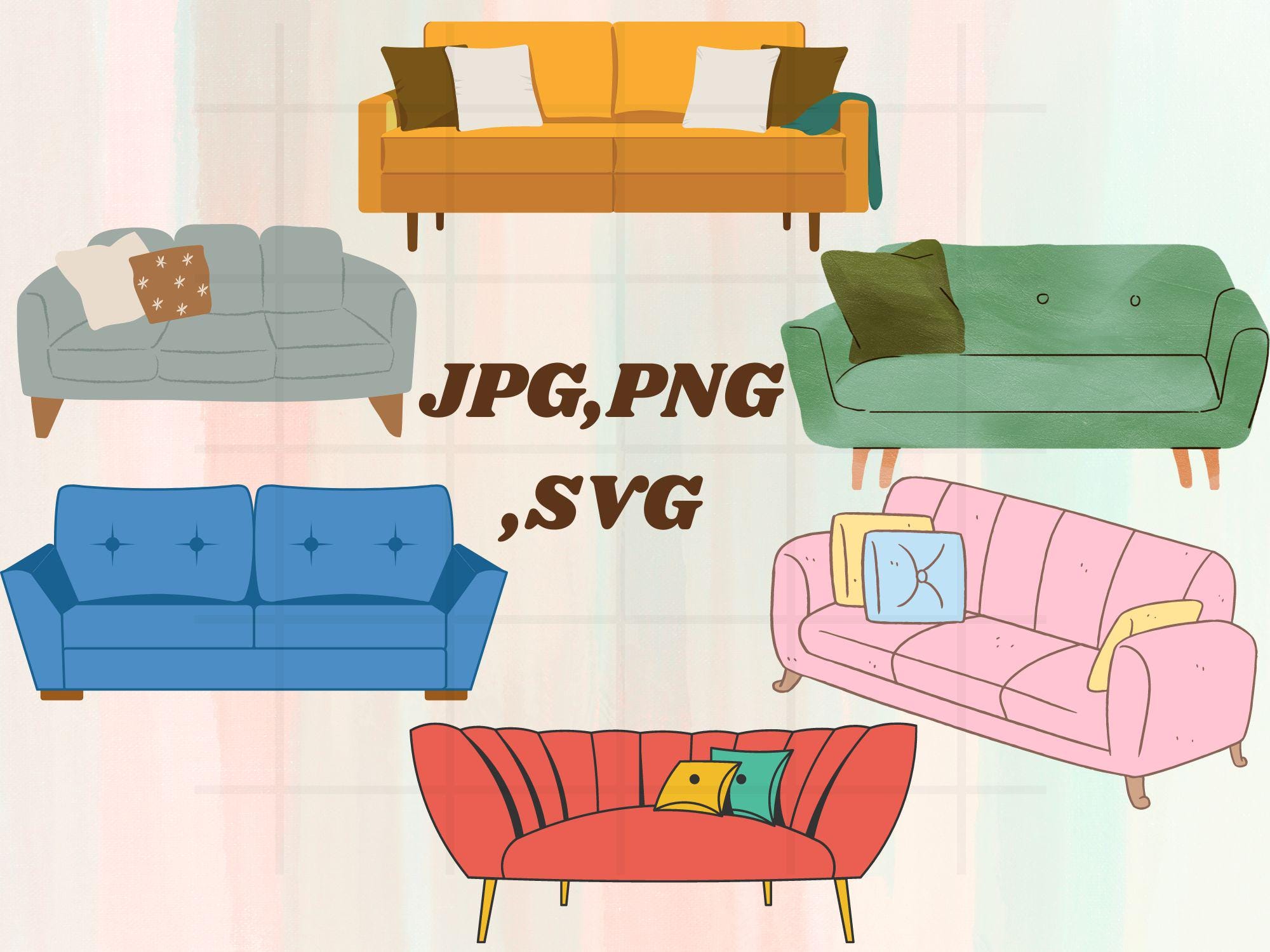 Couch Sofa SVG/ Clip Art Cut File Silhouette/ Furniture Svg/ Home ...
