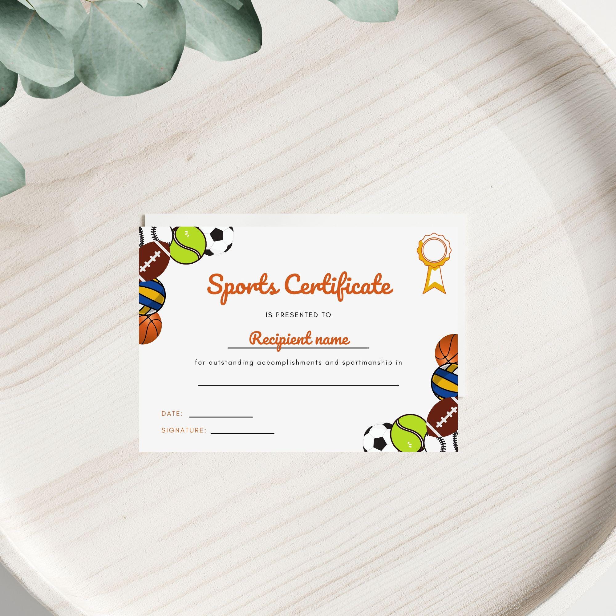 Sports Certificate Editable Template/ Certificate Design Template ...