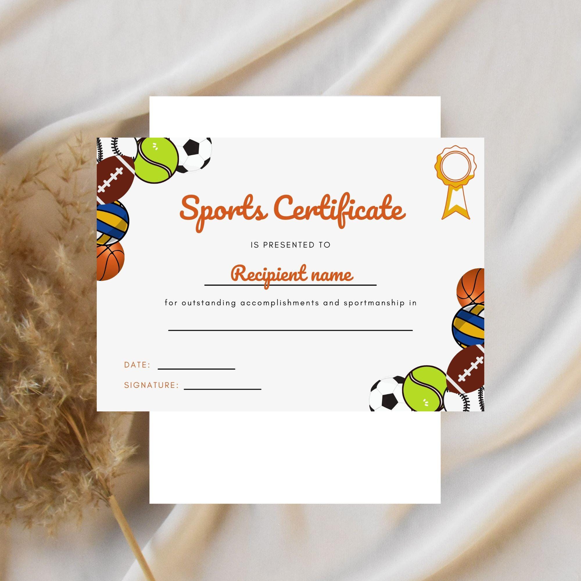 Sports Certificate Editable Template/ Certificate Design Template ...