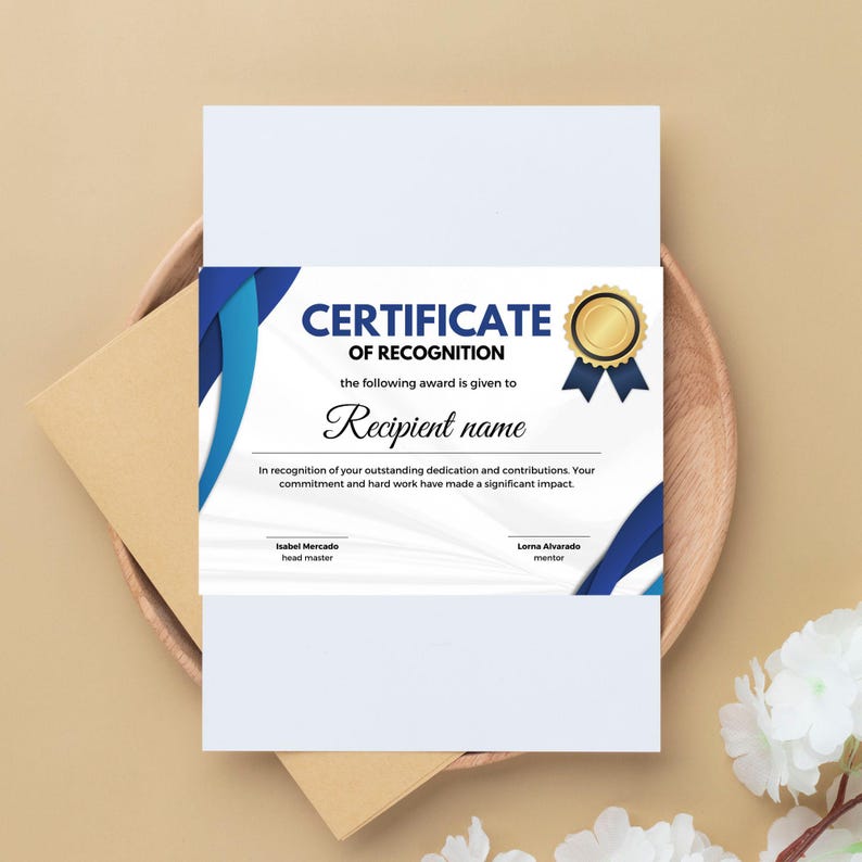 Modern Recognition Certificate Template, Editable Design (PDF File) - Etsy