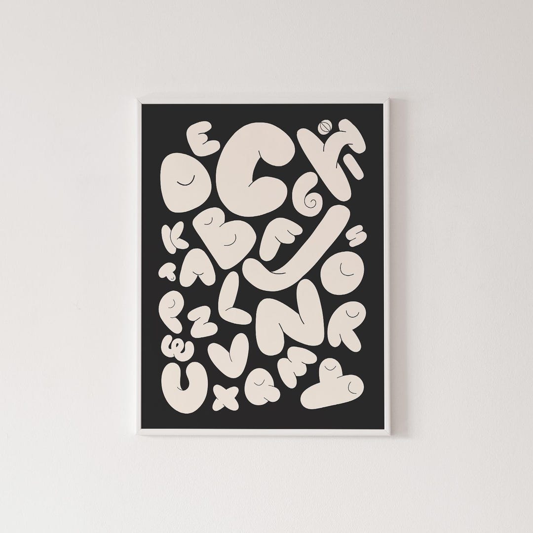 ALPHABET – Abstract Typography Poster, Modern Minimalist Decor, Black ...