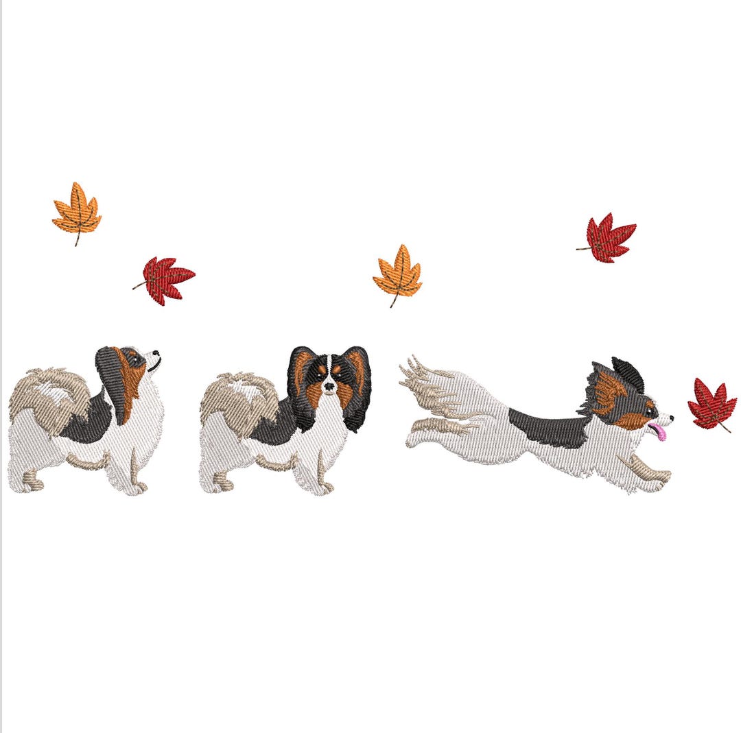 Papillon Dog Embroidery Design 6 Sizes, Three Continental Toy Spaniel ...