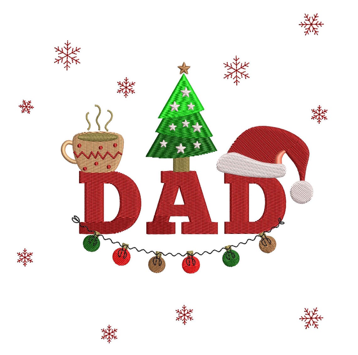 Dad Merry Christmas Embroidery Design, Xmas Holiday Machine Embroidery ...
