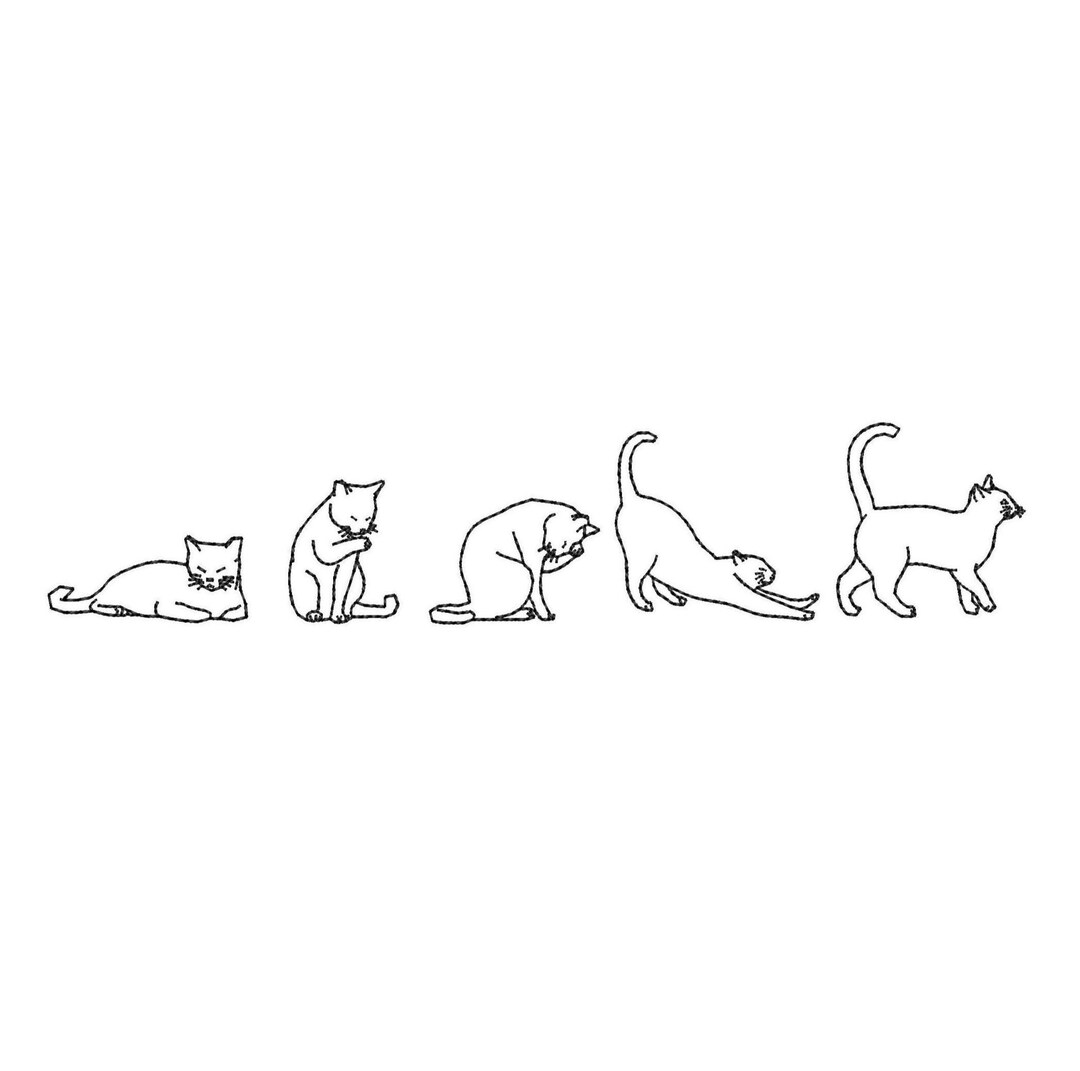 Cat Line Art Embroidery Design: Minimalist Kitten Border (digital ...