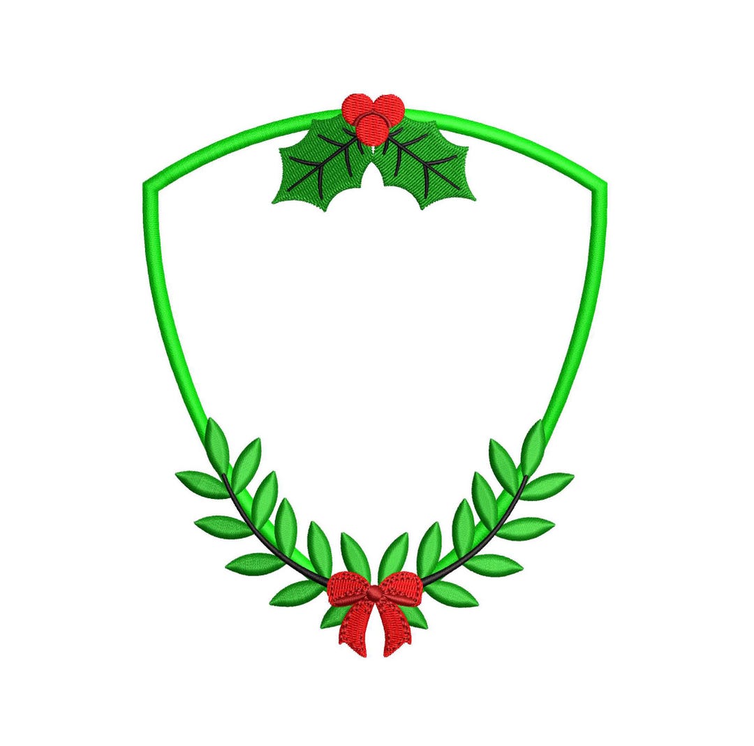 Simple Mistletoe Christmas Crest Embroidery Design Pes Dst Jef Exp ...